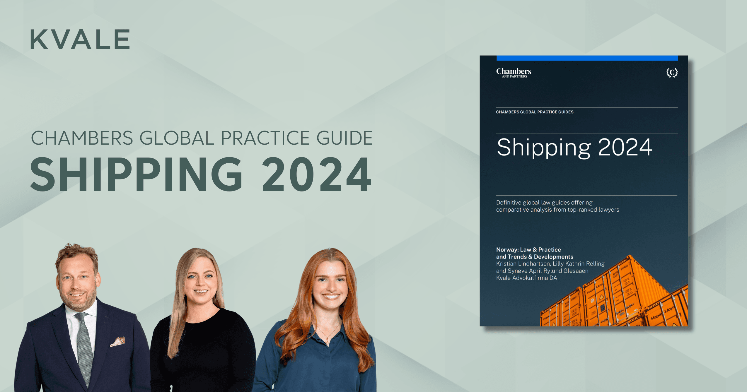 Kvale with chapter in Chambers Shipping 2024 Global Practice Guide